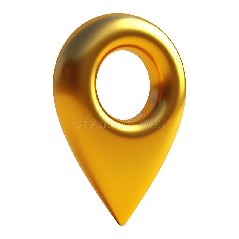 Shiny Gold 3D Map Pointer Icon on White Background Stock Illustration ...
