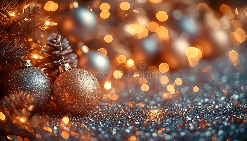 Shiny Gold Decoration Glowing in Winter Celebration Season Generated by ...