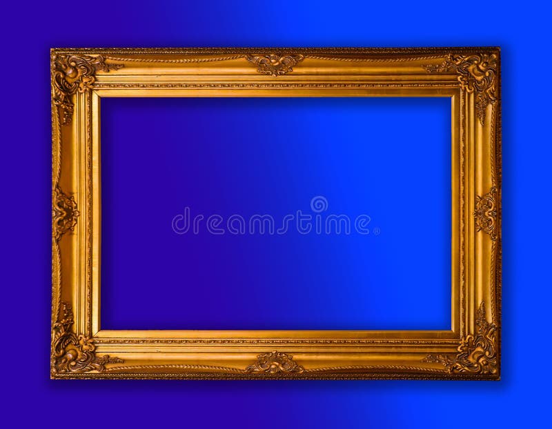 Shiny gold empty frame stock image. Image of blue, golden - 265969633