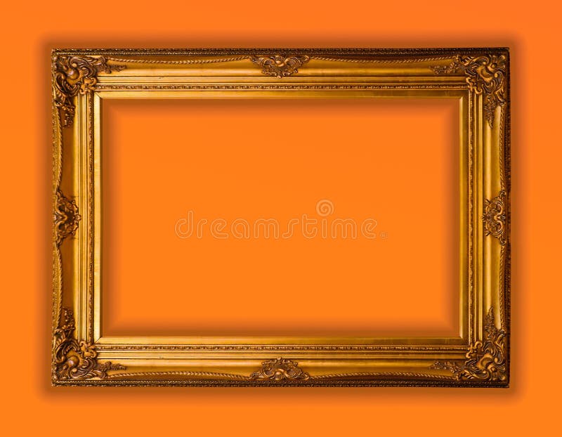 Shiny gold empty frame stock photo. Image of orange - 265512394