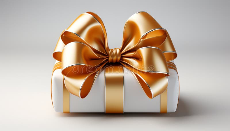 Shiny Gold Gift Box with Tied Bow Generated by AI Stock Photo - Image ...