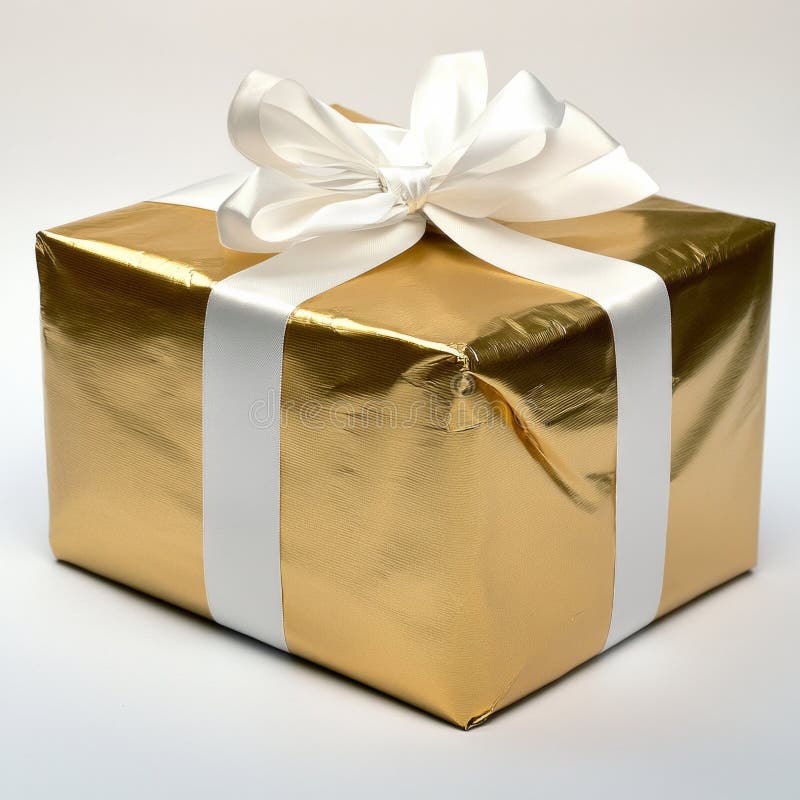 Gleaming Elegance Luxurious Gift Box Wrapped Gold Ribbon Stock Photos ...
