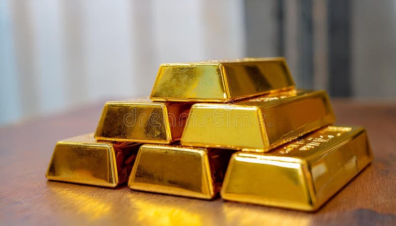 Shiny Gold Ingots. Financial Power and Stability Concept Stock ...