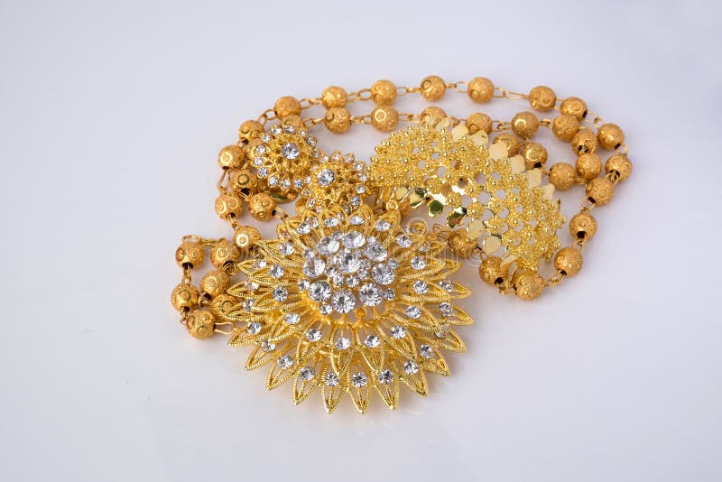 Shiny Gold Jewelry on Elegance Fabric Stock Image - Image of fashion ...