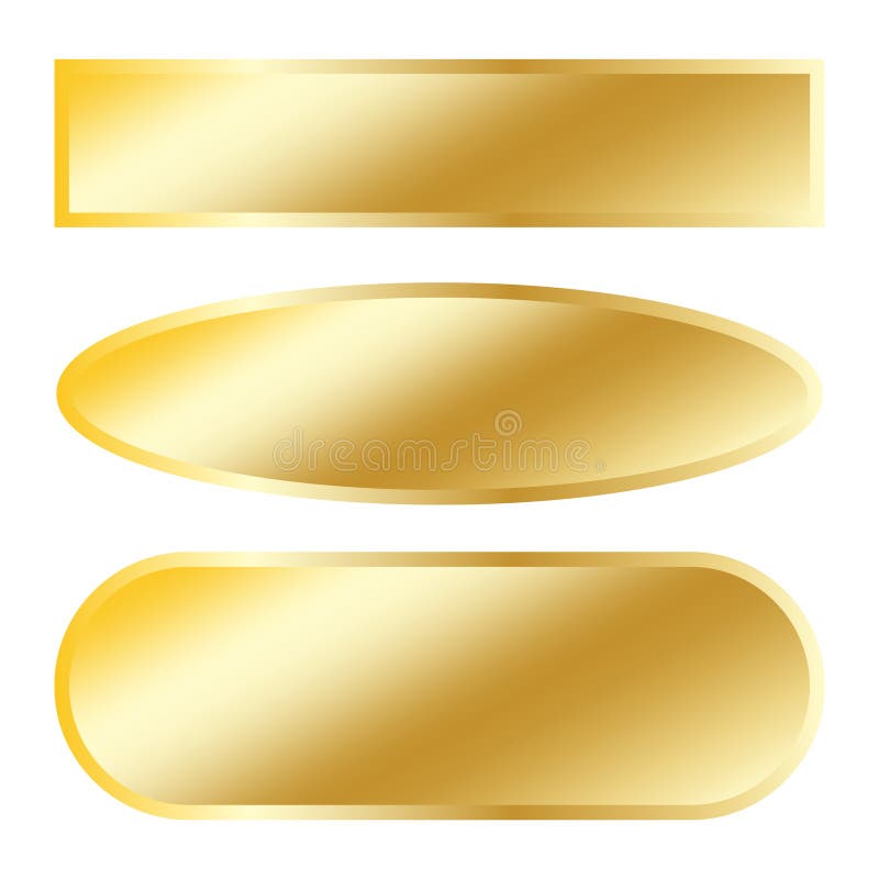 Shiny Gold Labels. Elegant Metallic Shapes. Rectangular and Oval ...