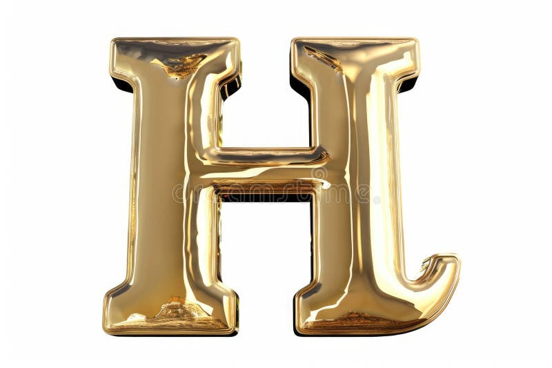 A Shiny Gold Letter H on a Plain White Background. Suitable for Various ...