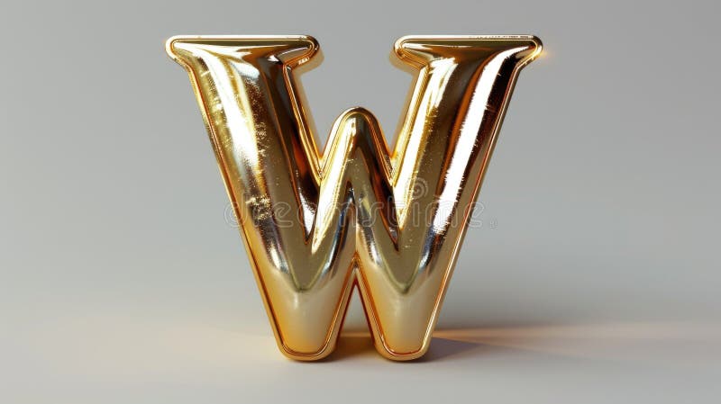 Shiny Gold Letter W on a Plain Surface. Suitable for Various Design ...