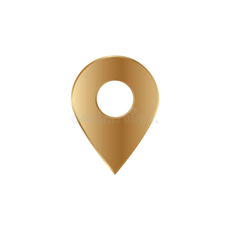 Shiny Gold Map Pin Icon with Metallic Appearance Signifying Navigation ...