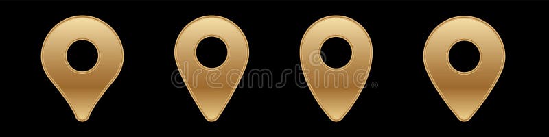 Shiny Gold Map Pins Aligned in a Row for Navigation and Location ...