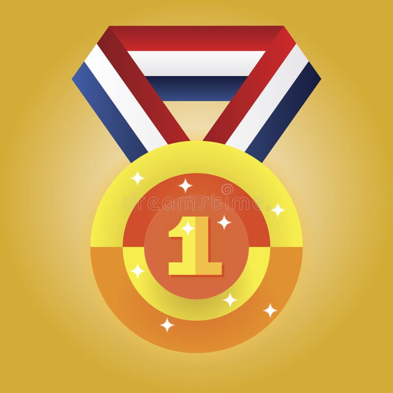 Shiny Gold Medal with Number One Stock Vector - Illustration of winner ...