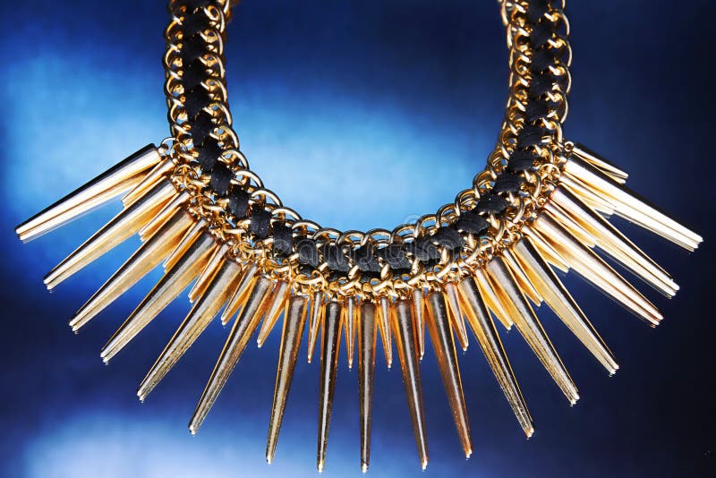 Shiny gold necklace stock image. Image of clothing, detail - 38751835