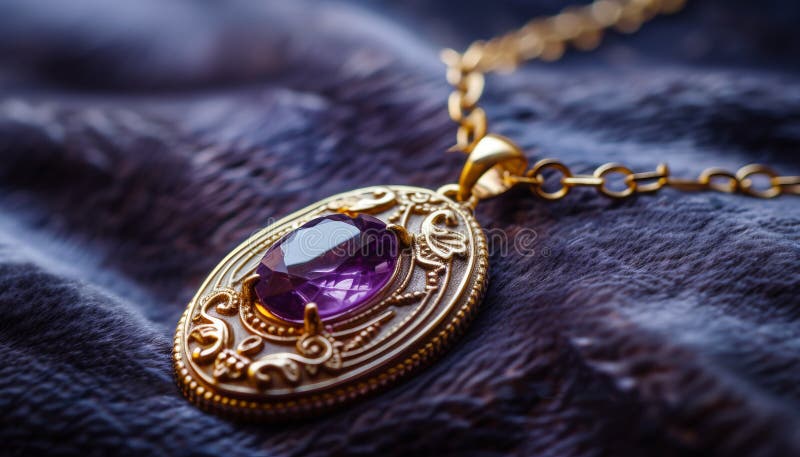Shiny Gold Necklace with Gemstone Pendant, a Symbol of Elegance Stock ...