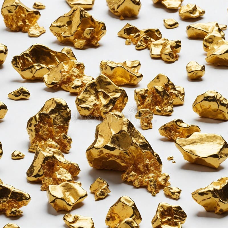 Glittering Gold Nuggets on White Background, Generative AI Stock ...