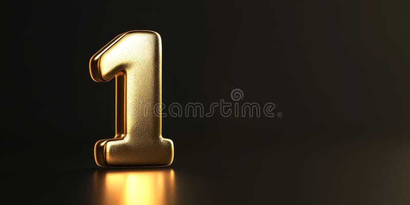 The Shiny Gold Number One Positioned Prominently in Stunning 3D ...