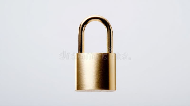 A Shiny Gold Padlock Rests Against a Clean White Background. this Image ...