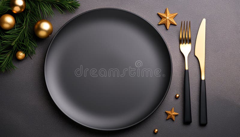 Shiny Gold Plate with Star Shaped Silverware Generated by AI Stock ...
