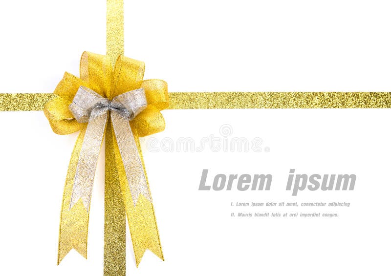 Shiny Gold Ribbon on White Background Stock Photo - Image of present ...