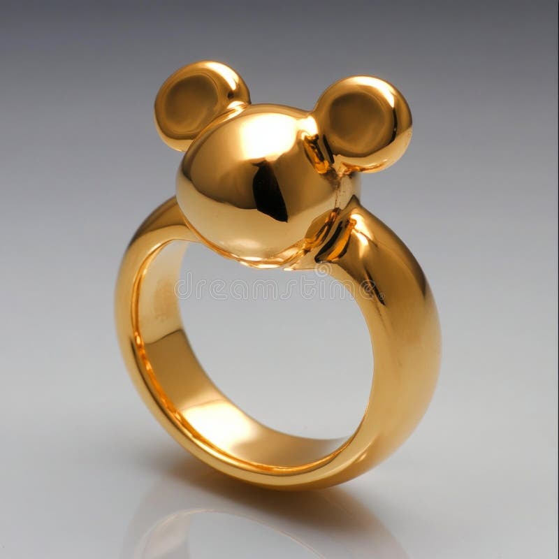 Gold Ring with Mouse Ears Design in Minimalist Setting Stock Photo ...