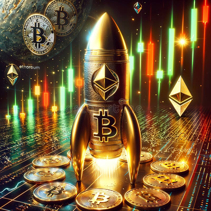 A Shiny Gold Rocket Adorned with the Letter B is on it Stock ...