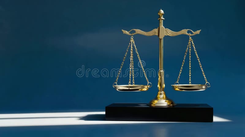 The Shiny, Gold Scales of Justice Centered on a Black Block Against a ...