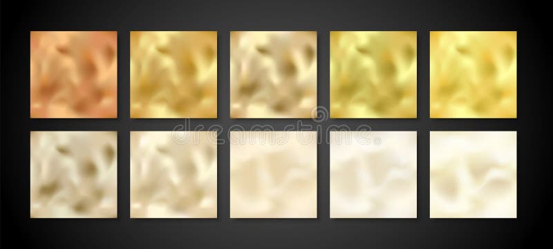 Shiny Gold Seamless Foil Patterns Set. Golden Metallic Backgrounds ...