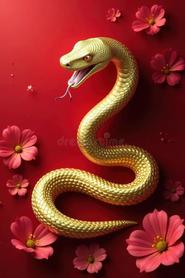 Shiny Gold Serpent on Crimson, Floral Backdrop, Crimson, Background ...