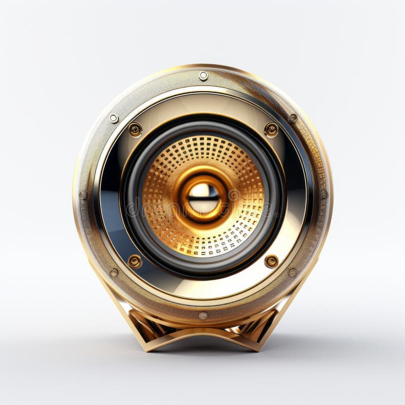 Shiny Gold Speaker with Bumpy Texture on White Background Stock Illustration - Illustration of ...