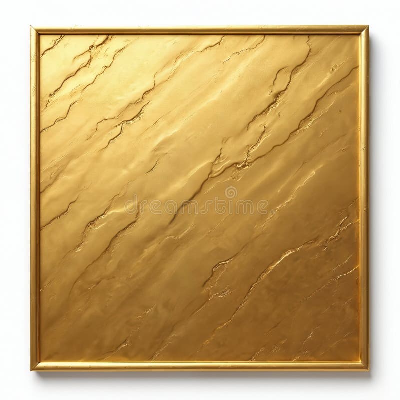 Gold Square Frame, Golden Border, Framework, Banner, Metal Glowing Thin ...