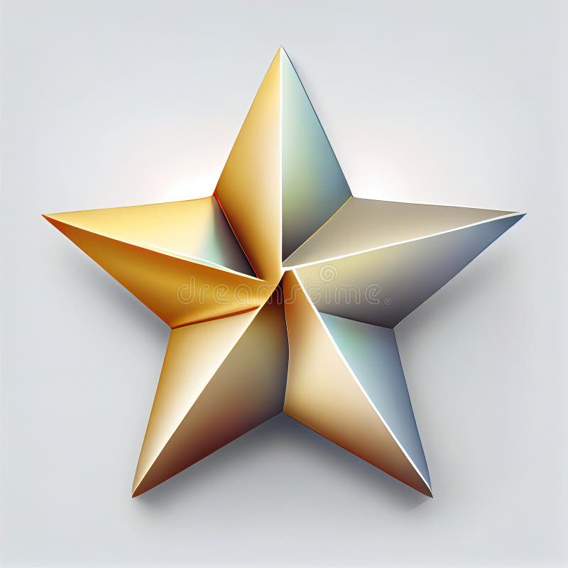 A Shiny Gold Star on a White Background with a Shadow on the Bottom of ...