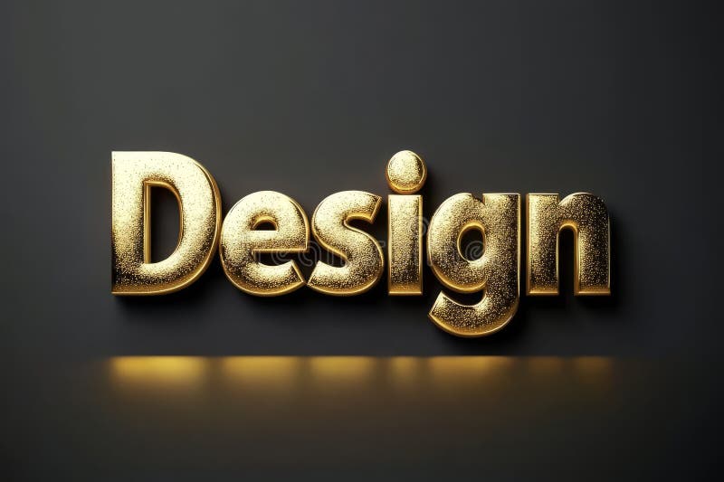 Shiny Gold Text Effect with Word Design on Dark Background Stock ...