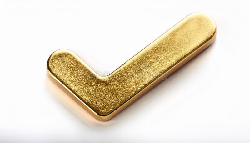 Shiny Gold Tick Mark Isolated on White Backdrop. Confirmation or ...