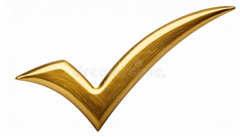Shiny Gold Tick Mark Isolated on White Backdrop. Confirmation or ...