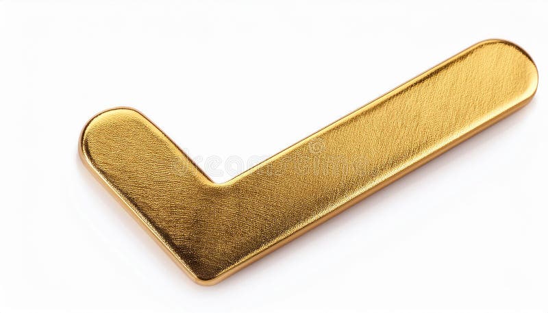 Shiny Gold Tick Mark Isolated on White Backdrop. Confirmation or ...