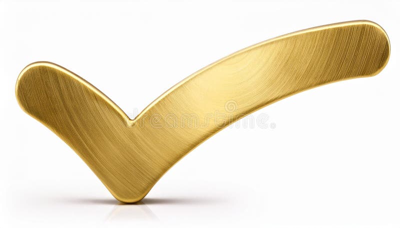 Shiny Gold Tick Mark Isolated on White Backdrop. Confirmation or ...