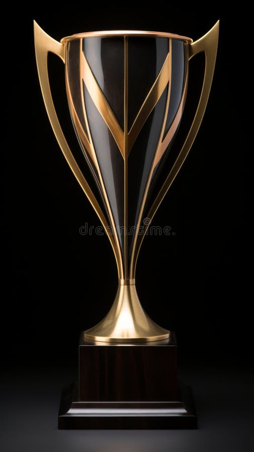 A Shiny Gold Trophy on a Black Background Stock Photo - Image of ...