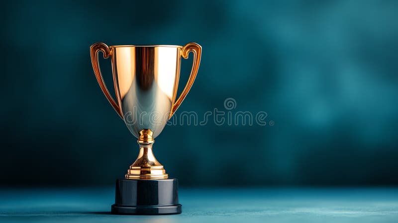 Shiny Gold Trophy on a Blue Background, Symbolizing Victory and ...