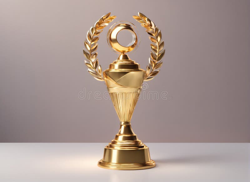 Shiny Gold Trophy Displayed on a White Surface with a Simple Background ...