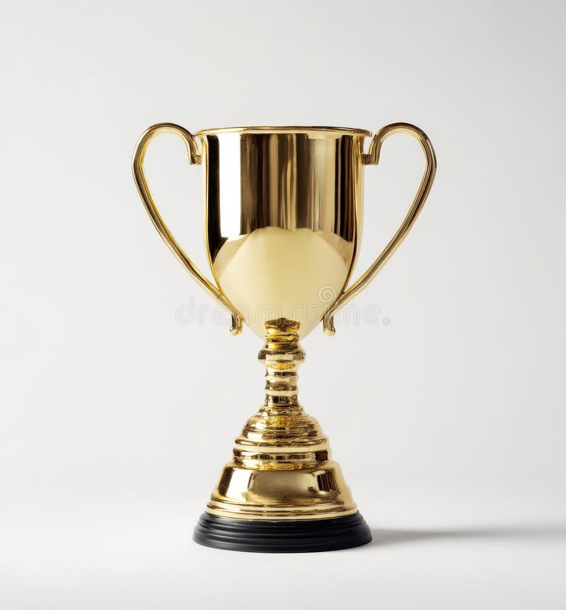 A Shiny Gold Trophy is Elegantly Displayed on a Clean White Surface ...