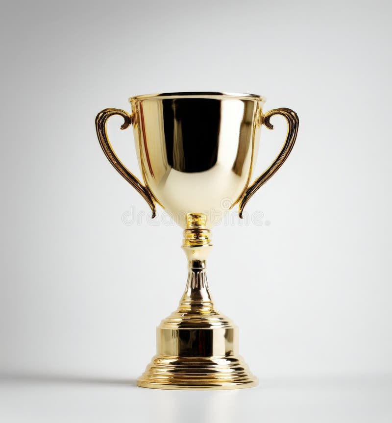 A Shiny Gold Trophy is Elegantly Displayed on a Clean White Surface ...