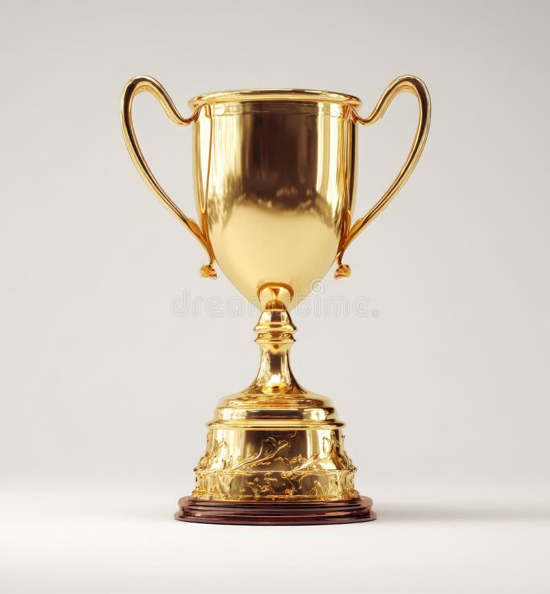 A Shiny Gold Trophy is Elegantly Displayed on a Clean White Surface ...