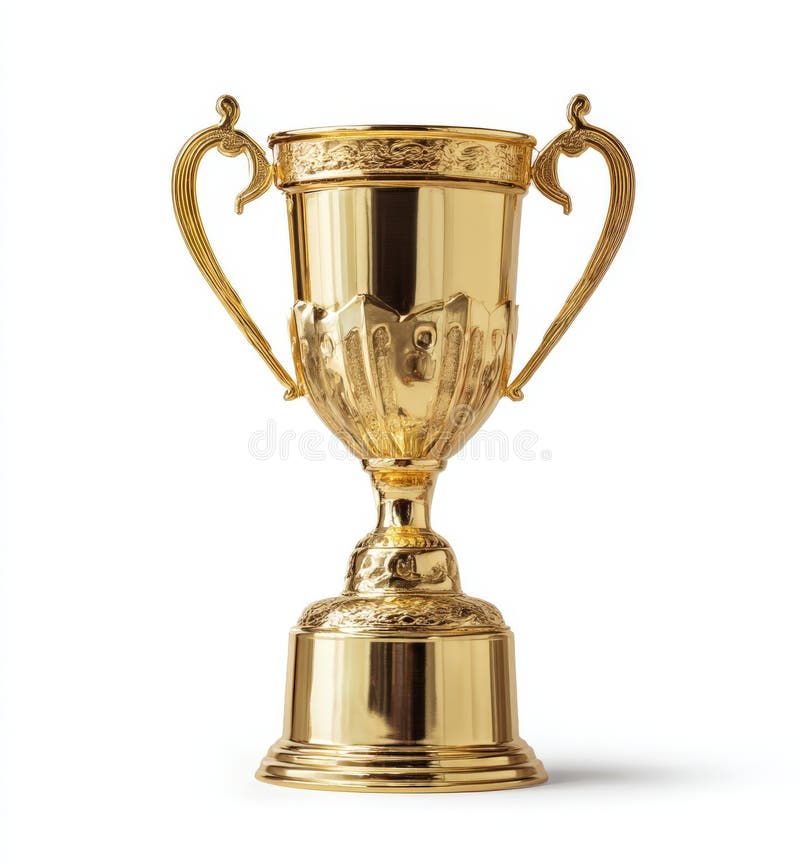 A Shiny Gold Trophy is Elegantly Displayed on a Clean White Surface ...