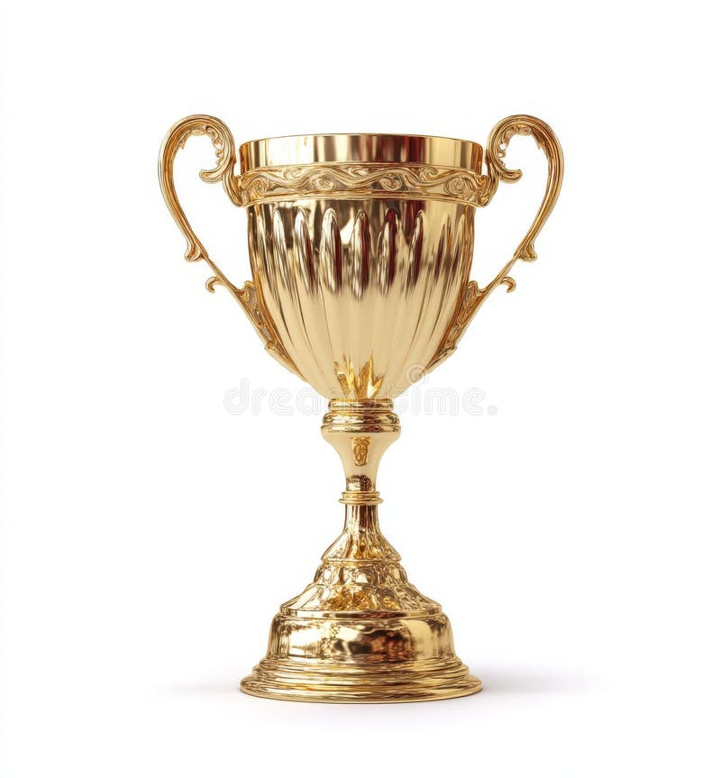 A Shiny Gold Trophy is Elegantly Displayed on a Clean White Surface ...