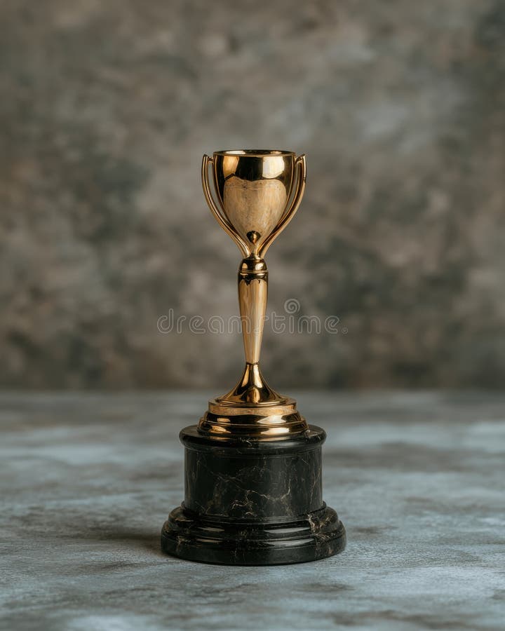 A Shiny Gold Trophy on a Marble Base. Stock Illustration - Illustration ...