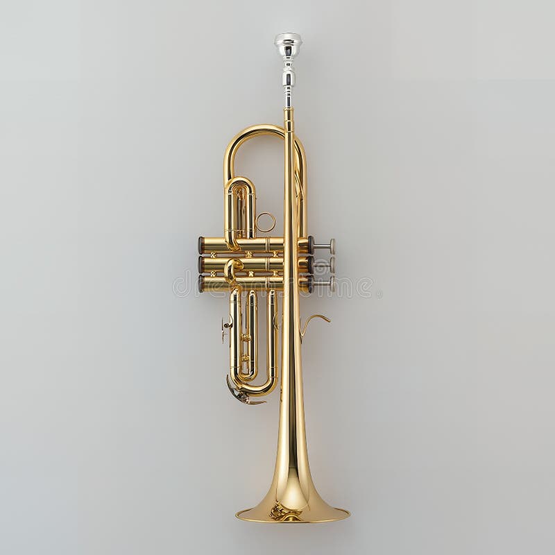 A Shiny Gold Trumpet Against a White Background Stock Illustration ...