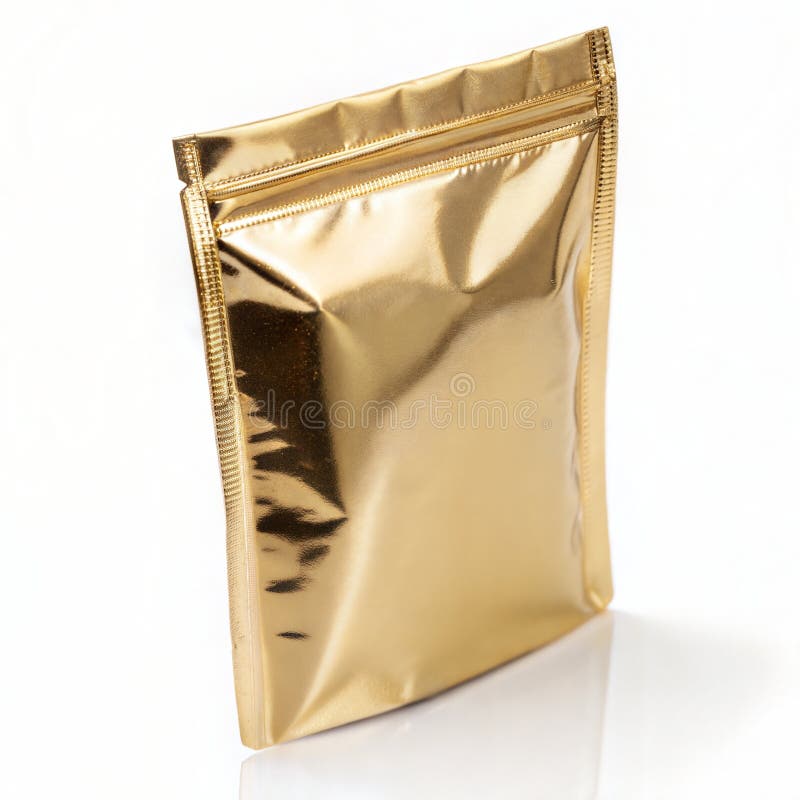Shiny Gold Zippered Pouch for Packaging Stock Illustration ...