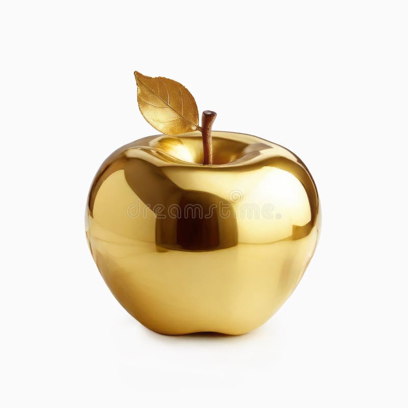 Shiny Golden Apple Isolated Over White Background Stock Illustration ...