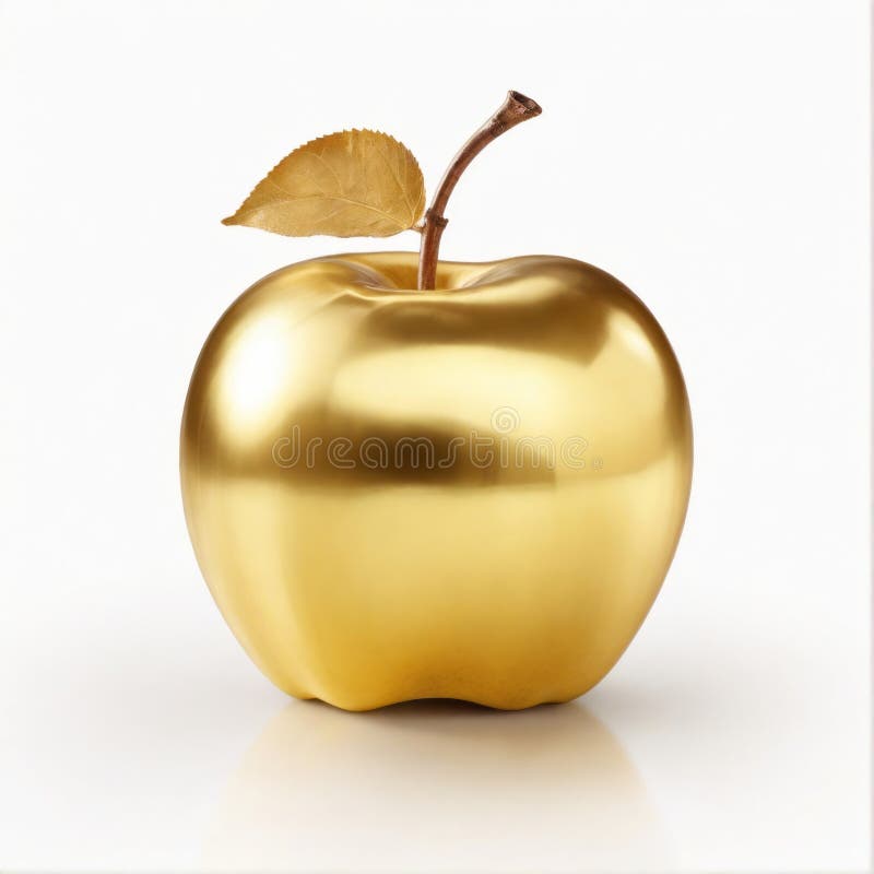 Shiny Golden Apple Isolated Over White Background Stock Illustration ...