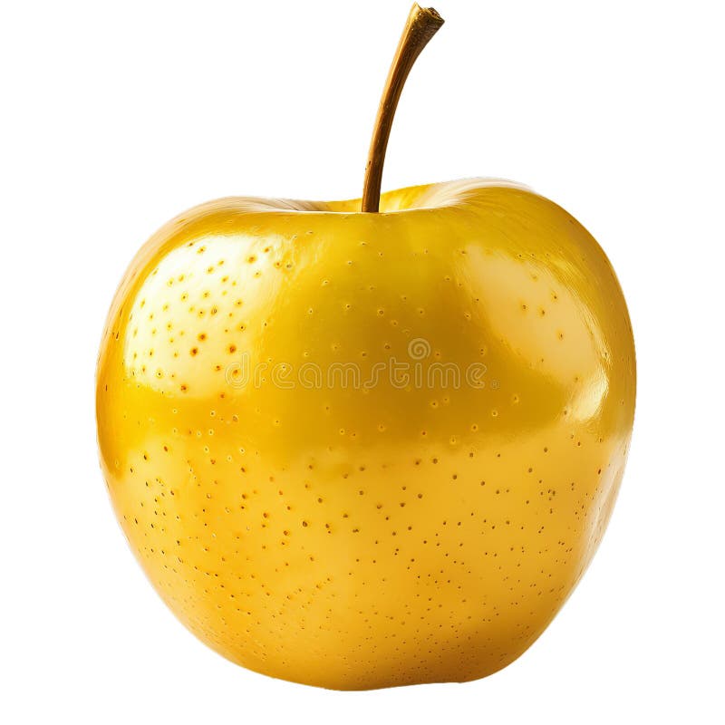 Shiny Golden Apple Standing on White Background Stock Image - Image of ...