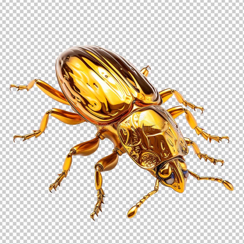 Shiny Golden Beetle Bug Isolated on Transparent Background Stock ...
