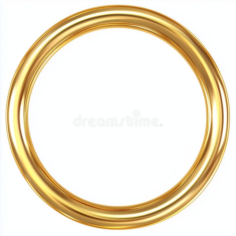 Shiny Golden Circle with Smooth Textured Surface Against White ...